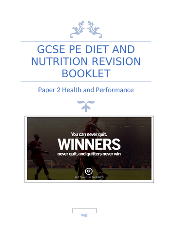 GCSE PE Diet and nutrition revision booklet part 2 | Teaching Resources