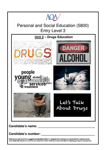 PSHE AQA 5800 Drugs Education Unit Booklets | Teaching Resources