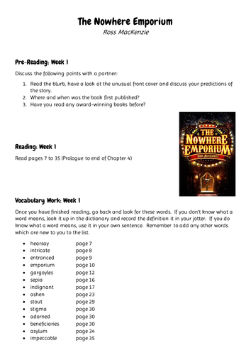 The Nowhere Emporium by Ross MacKenzie - Unit of Work | Teaching Resources