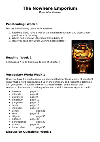 The Nowhere Emporium by Ross MacKenzie - Unit of Work | Teaching Resources