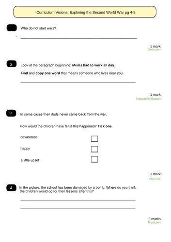 Week 1 World War Two Guided Reading | Teaching Resources