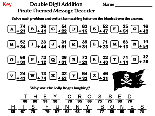 Double Digit Addition Without Regrouping Pirate Themed Math Activity ...