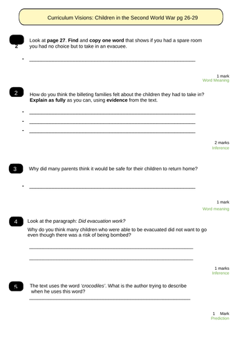 Week 3 World War Two Guided Reading | Teaching Resources