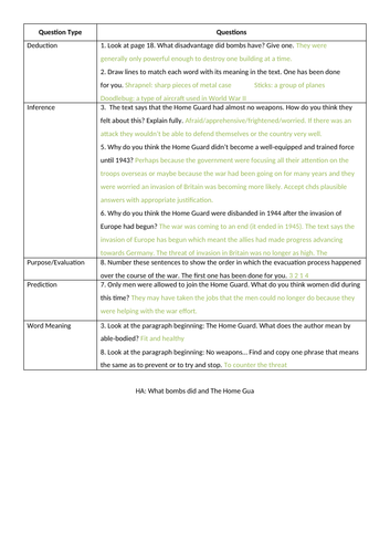 Week 4 World War Two Guided Reading | Teaching Resources
