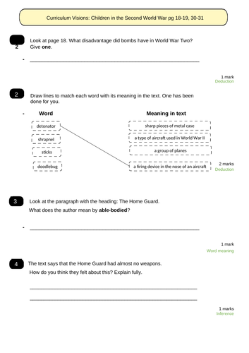 Week 4 World War Two Guided Reading | Teaching Resources