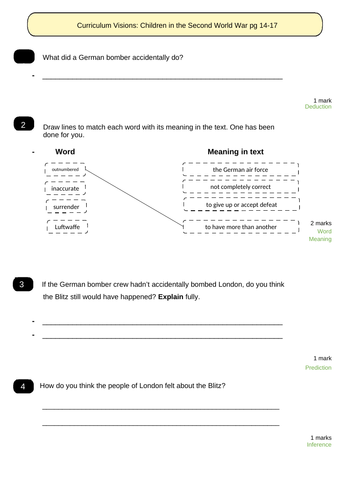 Week 5 World War Two Guided Reading | Teaching Resources