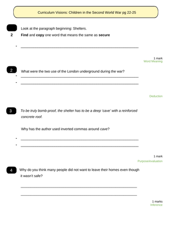 Week 6 World War Two Guided Reading | Teaching Resources