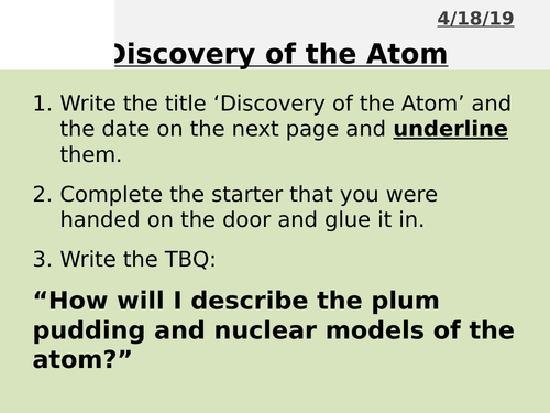 AQA GCSE Physics Discovery of the Atom | Teaching Resources