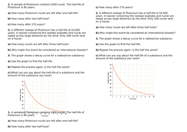 AQA GCSE Physics Half Life | Teaching Resources