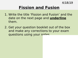 AQA GCSE Physics Fusion and Fission | Teaching Resources