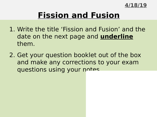 AQA GCSE Physics Fusion and Fission | Teaching Resources