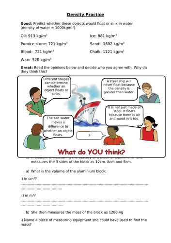 AQA GCSE Physics Density | Teaching Resources