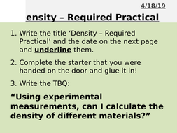 AQA GCSE Physics Density Required Practical | Teaching Resources