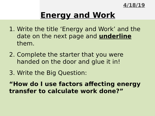 AQA GCSE Physics Work Done | Teaching Resources
