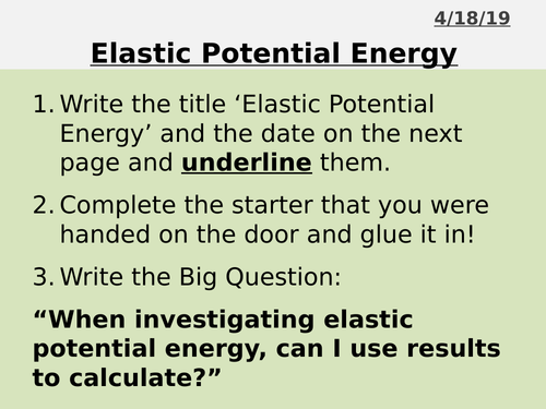 AQA GCSE Physics Elastic Potential Energy | Teaching Resources