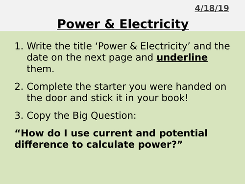 AQA GCSE Physics Power and Electricity | Teaching Resources