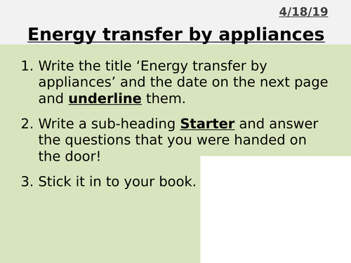 AQA GCSE Physics Energy Transfers by Appliances | Teaching Resources