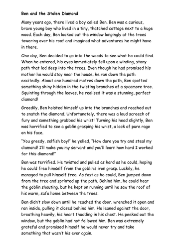 Finding Tale - Short Story - Ben and the Stolen Diamond - LKS2 ...