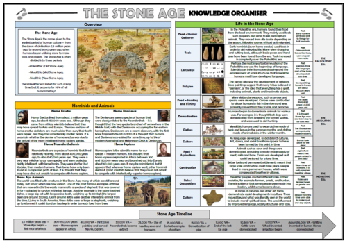 The Stone Age Knowledge Organiser/ Revision Mat! | Teaching Resources