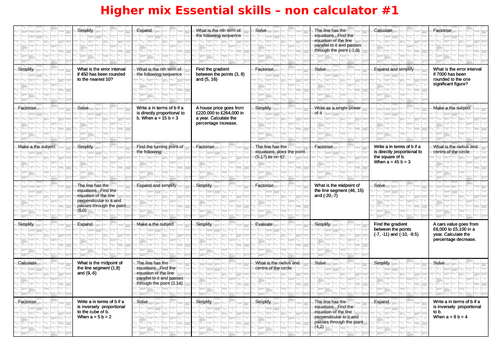 Maths GCSE 9-1 - Higher - Non calculator - Revision Mats | Teaching ... Maths GCSE 9-1 - Higher - Non calculator - Revision Mats | Teaching ...