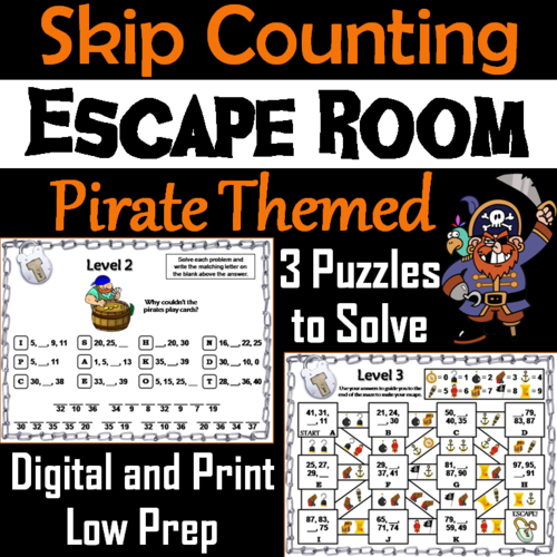 Skip Counting by 2, 3, 4, 5, 10 Activity: Pirate Themed Escape Room ...