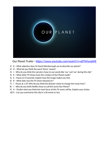 Set of 12 KS2 Whole Class Reading Comprehensions using David ...