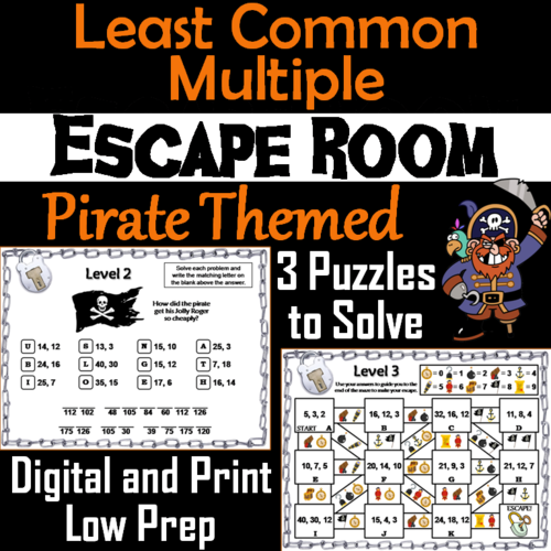 Least Common Multiple Activity: Pirate Themed Escape Room Math ...