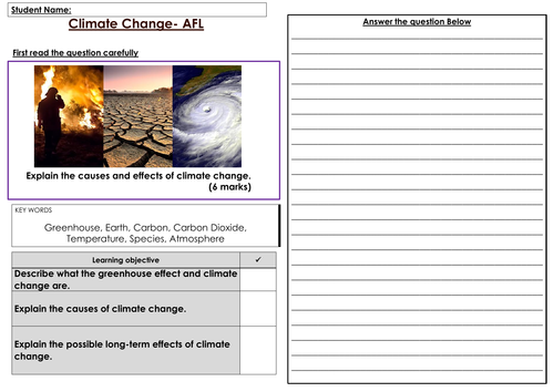 KS3 Climate Change six mark Question | Teaching Resources