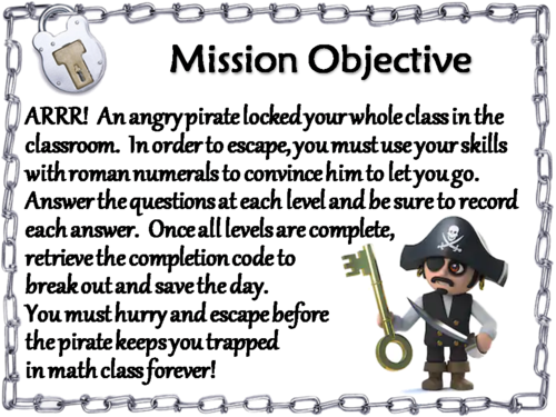 Roman Numerals Activity: Pirate Themed Escape Room | Teaching Resources