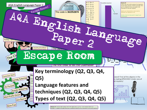 AQA English Language Paper 2 Escape Room | Teaching Resources