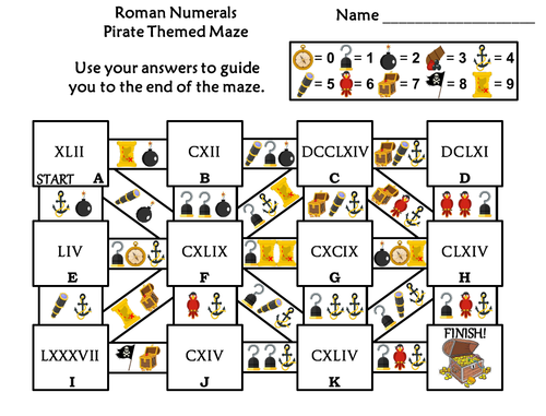 Roman Numerals Activity: Pirate Themed Math Maze | Teaching Resources