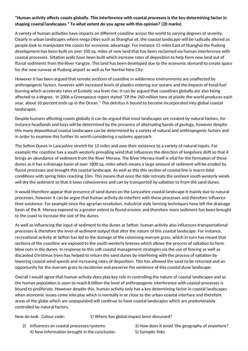 New AQA A level Geography model answers for 20 mark essays. | Teaching ...