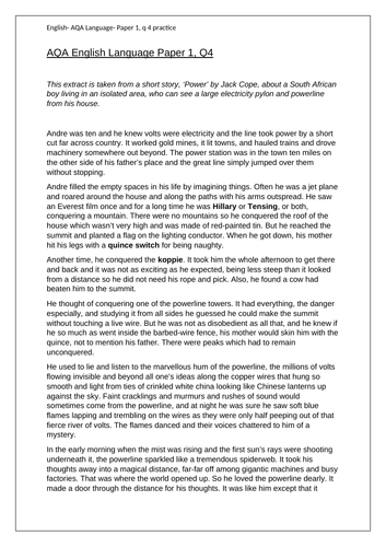 AQA English Language 9-1 Paper 1 Section A Revision Unit 2019 FREE ...