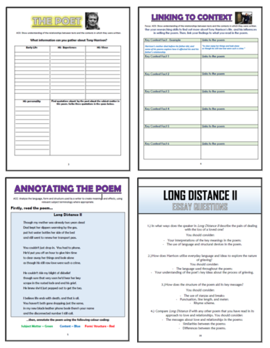 Long Distance II Comprehension Activities Booklet! | Teaching Resources