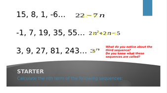 GCSE 9-1 Maths Geometric Sequences and Exponential Functions | Teaching ...