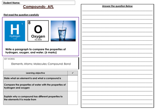 KS3 Compounds six mark question | Teaching Resources