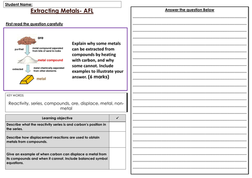 KS3 Extracting Metals six mark question | Teaching Resources