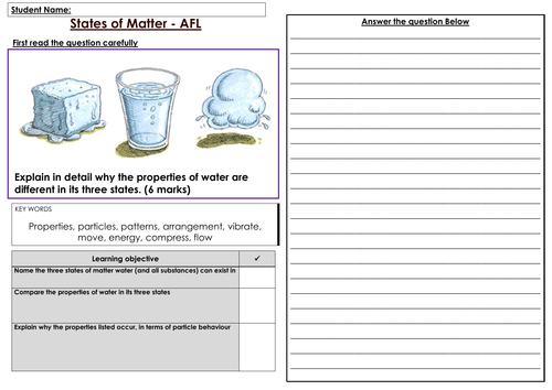 KS3 States of Matter six mark question | Teaching Resources