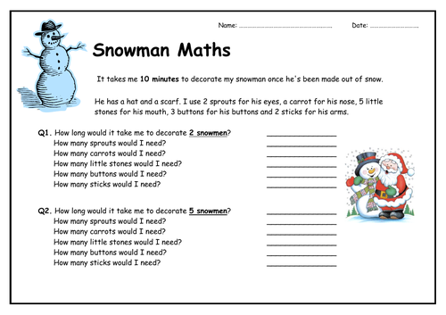 Snowman Maths - Christmas themed Maths activity | Teaching Resources