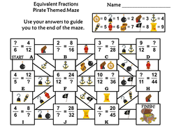 Equivalent Fractions Activity: Pirate Themed Math Maze | Teaching Resources