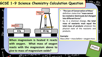 £1 ONLY: 50 GCSE Chemistry (Science) Conservation of Mass Calculation ...