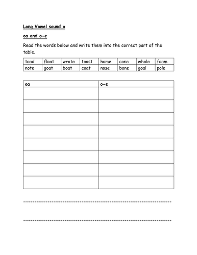 Phonics Long Vowel sounds complete set of worksheets x10 Year 1 Year 2 ...