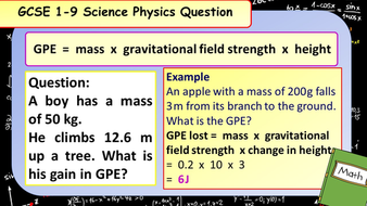 £1 ONLY: 50 GCSE Physics (Science) Gravitational Potential Energy ...