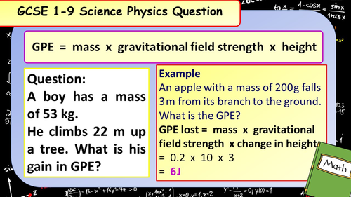 £1 ONLY: 50 GCSE Physics (Science) Gravitational Potential Energy ...