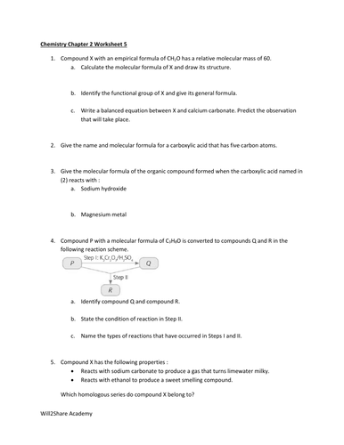 Homologous Series (Alkene, Alcohol, Carboxylic Acids and Esters ...