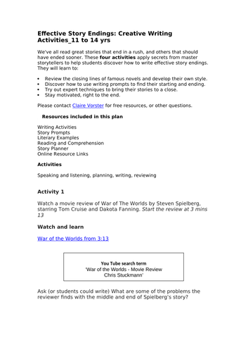 Effective Story Endings: Creative Writing Activities _11 to 14 yrs ...