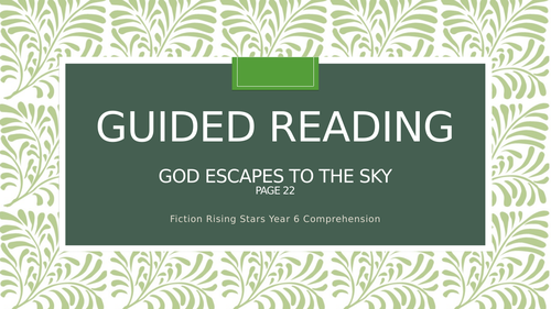 Rising Stars Year 6 Reading Comprehension 'walk-through' FICTION ...