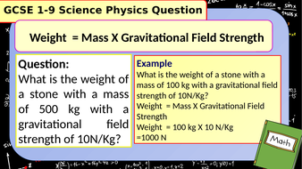 £1 ONLY: 50 GCSE Physics (Science) Weight Calculation Revision ...