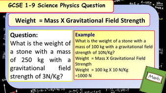 £1 ONLY: 50 GCSE Physics (Science) Weight Calculation Revision ...