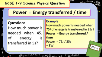 £1 ONLY: 50 GCSE Physics (Science) Power Calculation Revision Questions ...